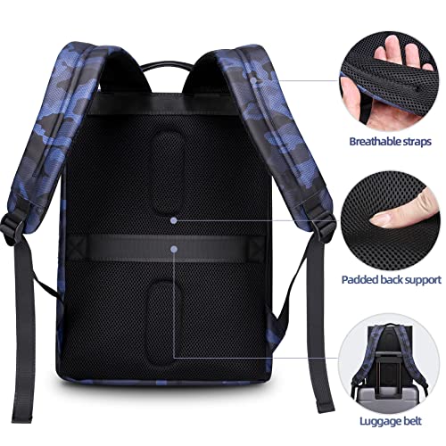 HOMIEE Travel Backpack Waterproof Roll Top Expandable Camo Backpack Casual Daypack, Water Resistant College Bag Computer Bag Gifts for Men Women Fits 15.6 Inch Notebook