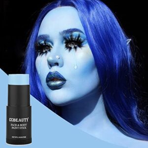 CCBeauty Light Blue Face Body Paint Stick, Blue Eye Black Sticks for Sports, Grease FacePaint Makeup, Hypoallergenic Foundation Avatar Sally Corpse Bride Halloween Cosplay Costume Makeup Parties