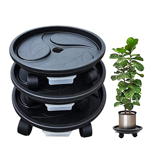 Love's fengfang,3pcs 13inch Plant Caddy with Water Container and 4 Wheels Garden Rolling Planter Trolley with Wheels, Plant Stand with Wheels, Tray for Heavy Planters, Load Capacity 130 lbs,Black