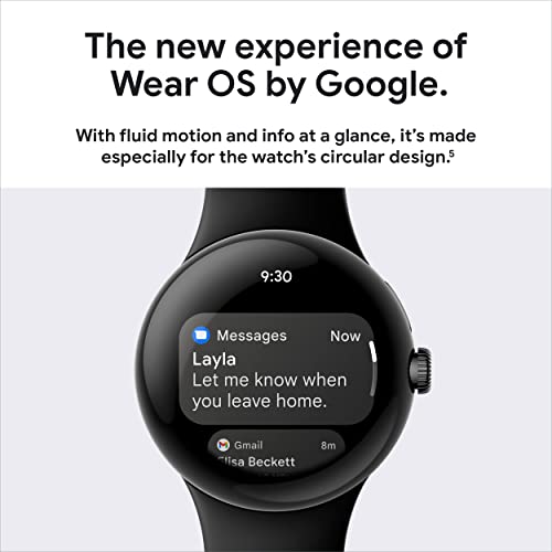 Google Pixel Watch - Android Smartwatch with Fitbit Activity Tracking - Heart Rate Tracking Watch Polished Silver Stainless Steel case with Charcoal Active band - WiFi