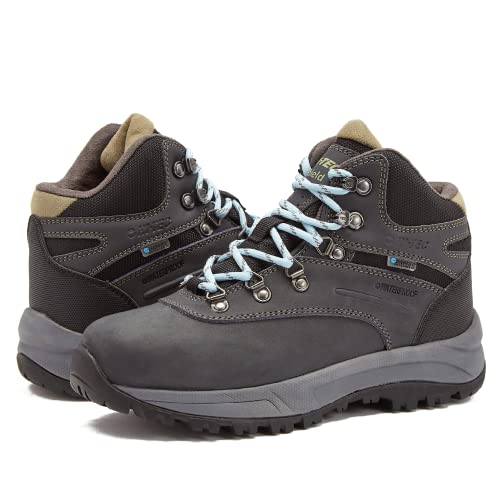 HI-TEC Altitude VI I WP Leather Waterproof Women's Hiking Boots, Trail and Backpacking Shoes - Dark Grey, 6.5 Wide