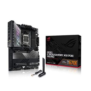 asus rog crosshair x670e hero (wifi 6e) socket am5 (lga 1718) ryzen 7000 gaming motherboard(18+2 power stages, pcie® 5.0, ddr5,5xm.2 slots,front-panel usb 3.2 gen 2x2, usb4®, wi-fi 6e)