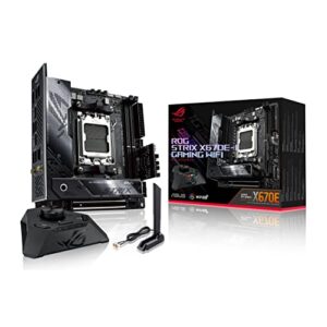 asus rog strix x670e-i gaming wifi 6e socket am5 (lga 1718) ryzen 7000 mini-itx gaming motherboard (pcie 5.0,ddr5,10+2 power stages,rog strix hive, ez mode pbo button,2xm.2 slots, 2xusb4® type-c port)