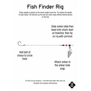 3 Pack 'Fish Finder' Red Drum Surf Fishing Rigs 100LB Mono (6/0)