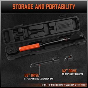 HORUSDY 1/2-Inch Drive Click Torque Wrench, 10~150 Ft-Lb | 13.6~203.5 Nm, Quick Release Ratchets.