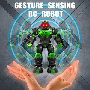 STEMTRON Robot Toys for Kids, Programmable Remote Control Robot with Intelligent Gesture Sensing, Recharge, Singing & Dancing Mode, Launcher