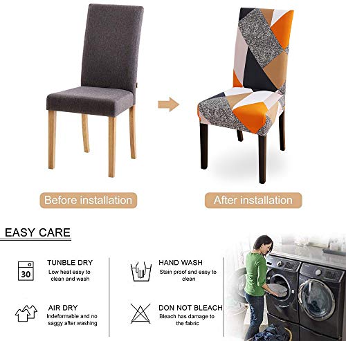 Elastic Print Dining Chair Cover Modern Kitchen Seat Case Stretch Chair Slipcover for Banquet Wedding Party HA1 4PCS