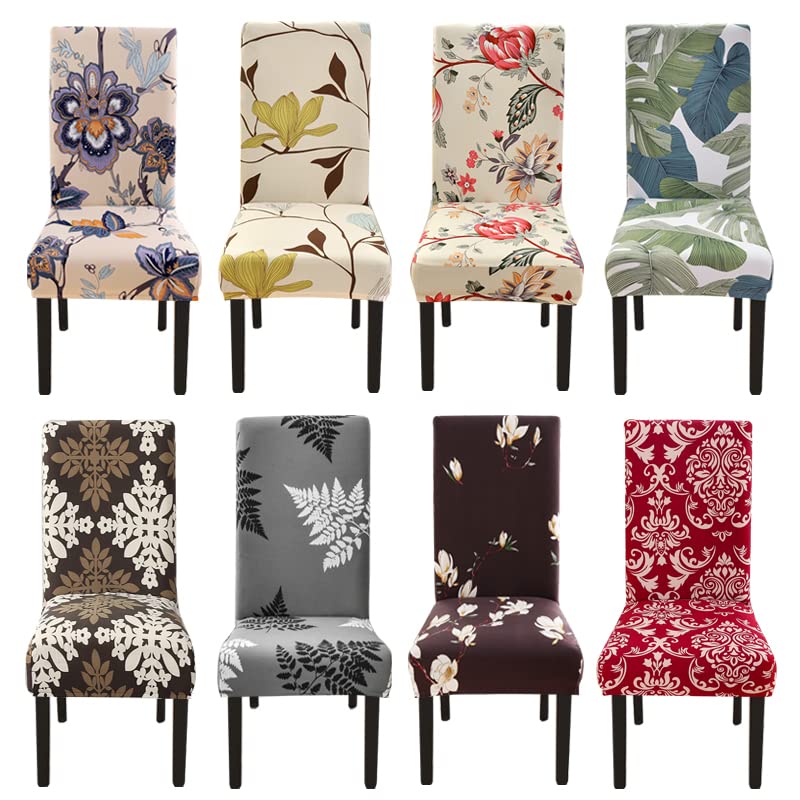 Elastic Print Dining Chair Cover Modern Kitchen Seat Case Stretch Chair Slipcover for Banquet Wedding Party HA1 4PCS