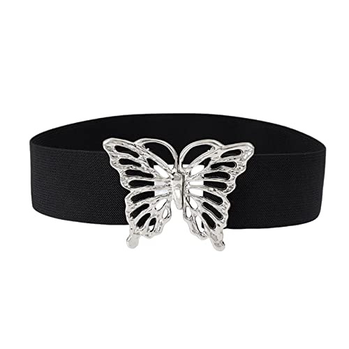 HUSSATOP Women’s Elastic Waist Belts Vintage Metal Butterfly Retro Clasp Cinch Buckle Dress Belt Stretch Waistband