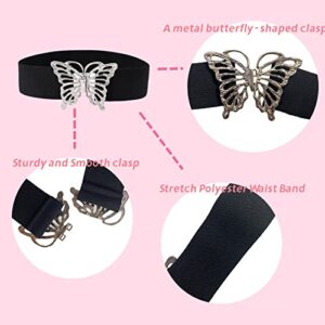 HUSSATOP Women’s Elastic Waist Belts Vintage Metal Butterfly Retro Clasp Cinch Buckle Dress Belt Stretch Waistband