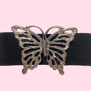 HUSSATOP Women’s Elastic Waist Belts Vintage Metal Butterfly Retro Clasp Cinch Buckle Dress Belt Stretch Waistband