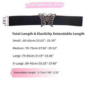 HUSSATOP Women’s Elastic Waist Belts Vintage Metal Butterfly Retro Clasp Cinch Buckle Dress Belt Stretch Waistband