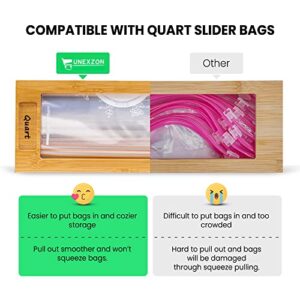 UNEXZON Bamboo Ziplock Bag Storage Organizer For Kitchen Drawer. Ziploc & Plastic Bag Holder, Baggie Organizer Compatible With Gallon, Quart, Sandwich & Snack Variety Size Food Bags (1 Box 4 Slots)