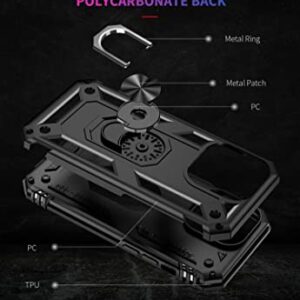 Phone Cases Designed for iPhone 14 Pro Case with Screen Protector Ring Stand Magnetic Kickstand ip14 i14 i x14 Fourteen 14S Pro 14Pro Pro14 Phone Case Cover Black