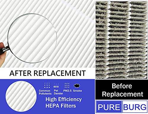 PUREBURG Replacement True HEPA Filter Set Compatible with Kenmore 83195 Fits Air Purifiers 83254 83396 85254 F-K3, H13 High-efficiency Activated carbon Pre-Filters Air Clean VOCs Dust