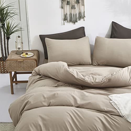 Cottonight Cream Coffee Comforter Set Queen Khaki Bedding Comforter Set Full Dark Champagne Solid Blanket Quilts Cream Khaki Modern Soft Breathable Taupe 3 Piece Light Coffee Bedding Set For Queen Bed