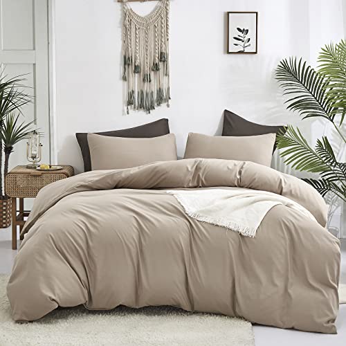 Cottonight Cream Coffee Comforter Set Queen Khaki Bedding Comforter Set Full Dark Champagne Solid Blanket Quilts Cream Khaki Modern Soft Breathable Taupe 3 Piece Light Coffee Bedding Set For Queen Bed