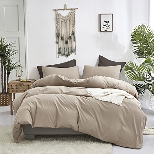 Cottonight Cream Coffee Comforter Set Queen Khaki Bedding Comforter Set Full Dark Champagne Solid Blanket Quilts Cream Khaki Modern Soft Breathable Taupe 3 Piece Light Coffee Bedding Set For Queen Bed