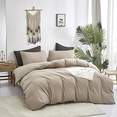 Cottonight Cream Coffee Comforter Set Queen Khaki Bedding Comforter Set Full Dark Champagne Solid Blanket Quilts Cream Khaki Modern Soft Breathable Taupe 3 Piece Light Coffee Bedding Set For Queen Bed