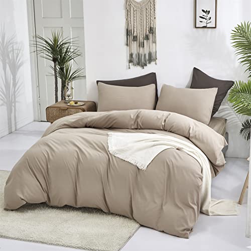 Cottonight Cream Coffee Comforter Set Queen Khaki Bedding Comforter Set Full Dark Champagne Solid Blanket Quilts Cream Khaki Modern Soft Breathable Taupe 3 Piece Light Coffee Bedding Set For Queen Bed