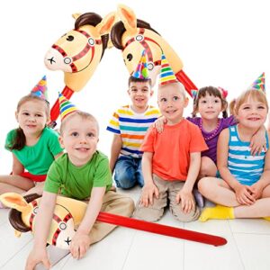 Haconba 16 Pieces 40 Inch Inflatable Stick Horse Cowboy Cowgirl Horse Head Stick Pony Stick Balloon for Cowboy Theme Parties Chsirtmas Birthday Party Home Decoration