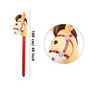 Haconba 16 Pieces 40 Inch Inflatable Stick Horse Cowboy Cowgirl Horse Head Stick Pony Stick Balloon for Cowboy Theme Parties Chsirtmas Birthday Party Home Decoration