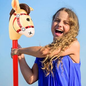 Haconba 16 Pieces 40 Inch Inflatable Stick Horse Cowboy Cowgirl Horse Head Stick Pony Stick Balloon for Cowboy Theme Parties Chsirtmas Birthday Party Home Decoration