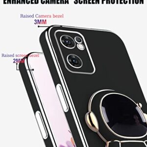 Jancyu for Oppo Find X5 Lite Case Silicone with Astronaut Kickstand, Shockproof Phone Case for Oppo Reno 7 5G with Cute Loopy Cover for Women with Design (Black)