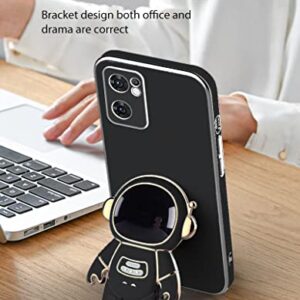 Jancyu for Oppo Find X5 Lite Case Silicone with Astronaut Kickstand, Shockproof Phone Case for Oppo Reno 7 5G with Cute Loopy Cover for Women with Design (Black)