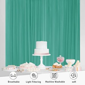 JEVIX 2pcs 5x10feet Chiffon Photography Backdrop Drapes Sheer Curtains Panels with Rod Pockets for Wedding Baby Shower Birthday Party Festival Window Decoration Draperies(Mint)