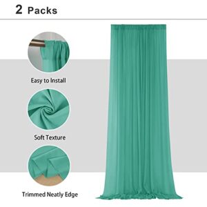 JEVIX 2pcs 5x10feet Chiffon Photography Backdrop Drapes Sheer Curtains Panels with Rod Pockets for Wedding Baby Shower Birthday Party Festival Window Decoration Draperies(Mint)