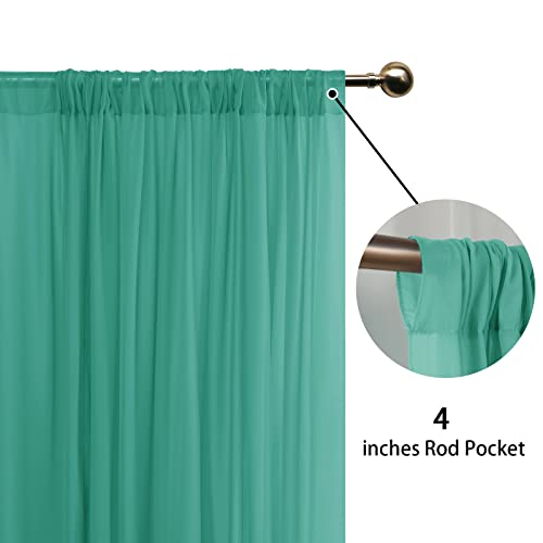 JEVIX 2pcs 5x10feet Chiffon Photography Backdrop Drapes Sheer Curtains Panels with Rod Pockets for Wedding Baby Shower Birthday Party Festival Window Decoration Draperies(Mint)