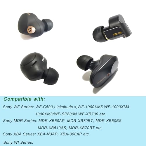 Luckvan Silicone Ear Tips for Sony WF-C500/LinkBuds S Earbuds Replacement Tips for Sony Earbuds WF-1000XM4/1000XM5 WF-C700N WF-SP800N WF-XB700 4 Pairs