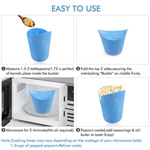 Silicone Microwave Popcorn Popper Bucket Reusable Popcorn Maker Single Serve Portion Food Safe Popcorn Bowls Set For Kids Adults Dishwasher Safe