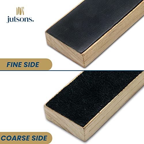 JUTSONS Original Leather Strop for Knife Sharpening & Razor Sharp Tools. 14" x 2" Large Double Sided Stropping Leather for Wood Working with Stropping Compound