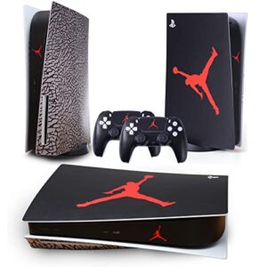 PS5 Skin Disk Edition Console and Controller, PS5 Stickers Vinyl Decals for Playstation 5 Console and Controllers, Disk Edition - Black Cement