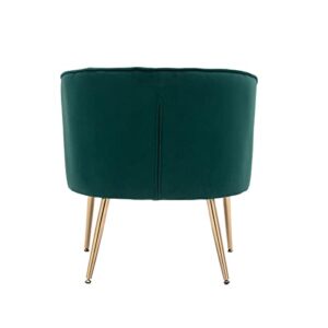 Homtique Modern Velvet Accent Chair Upholstered Armchair with Golden Metal Legs Cozy Reading Chair for Living Room Bedroom (Green)