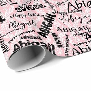 InterestPrint Personalized Name Gift Wrap Paper Custom Pink Birthday Wrapping Paper Roll Fashion Birthday Gift for Boys Girls Kids Baby Shower Birthday Anniversary 58x23 1 Roll