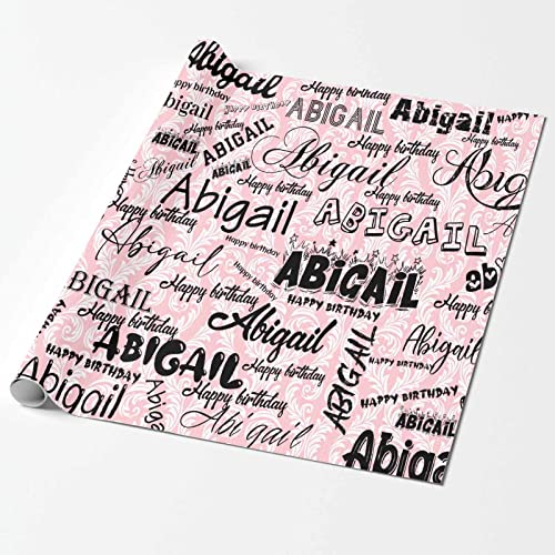 InterestPrint Personalized Name Gift Wrap Paper Custom Pink Birthday Wrapping Paper Roll Fashion Birthday Gift for Boys Girls Kids Baby Shower Birthday Anniversary 58x23 1 Roll