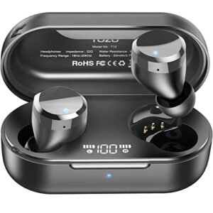 tozo t12 bluetooth earbuds wireless headphones touch control authentic fidelity sound quality comfortable to ipx8 waterproof earphones matte black