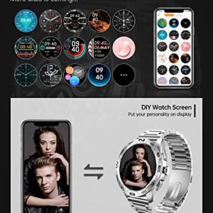 PODOEIL Men's Smart Watch for Android iOS Phones Text and Call, 1.32" Smartwatch Fitness Watch Tracker with Heart Rate Sleep Tracking Blood Pressure Monitor, Smart Watches for Men Women(Silver)