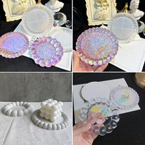 2PCS Bubble Tray Resin Mold, Silicone Tray Coaster Mold Epoxy Resin Casting Mould Cute Jewelry Trinket Plate Candle Holder Mold DIY Resin Polymer Clay Art Craft Supplies Home Decor Ideal Gift