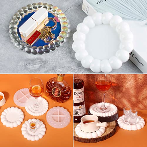 2PCS Bubble Tray Resin Mold, Silicone Tray Coaster Mold Epoxy Resin Casting Mould Cute Jewelry Trinket Plate Candle Holder Mold DIY Resin Polymer Clay Art Craft Supplies Home Decor Ideal Gift