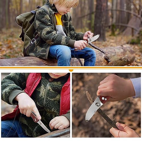 ZLemma Kids Pocket Folding Knife with Safety Rounded Tip, Made Of Japanese Stainless Steel and Rosewood, Children’s First Folding Knife With Sharp Blade