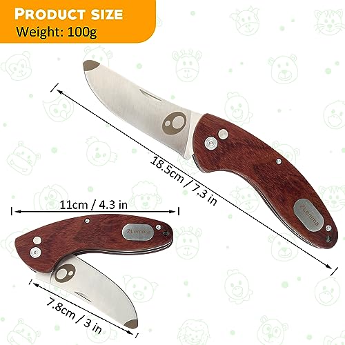 ZLemma Kids Pocket Folding Knife with Safety Rounded Tip, Made Of Japanese Stainless Steel and Rosewood, Children’s First Folding Knife With Sharp Blade