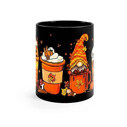 Mazevoo Halloween Mugs | Cute Gnome Fall Autumn Cup for Women | Aesthetic Black Ceramic Coffee cup | Multiple Varieties available (11 Ounce Ceramic, Style 9)