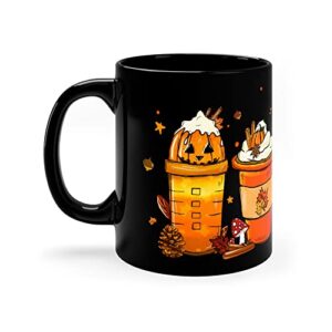 Mazevoo Halloween Mugs | Cute Gnome Fall Autumn Cup for Women | Aesthetic Black Ceramic Coffee cup | Multiple Varieties available (11 Ounce Ceramic, Style 9)