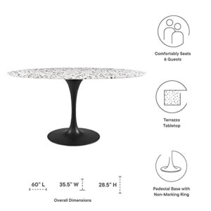 Modway Black and White Lippa Oval Terrazzo Dining Table EEI-5737-BLK-WHI