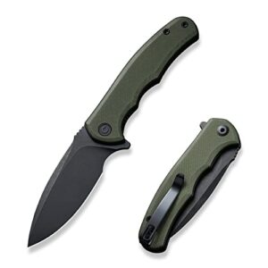 civivi mini praxis folding pocket knife, 2.98" d2 steel blade g10 handle small edc knife with pocket clip for men women, sharp camping survival hiking knives c18026c-1