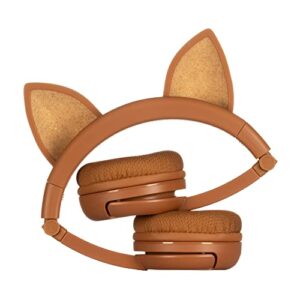 ONANOFF BuddyPhones PlayEars+, On-Ear Bluetooth Kids Headphones with Fox Ears, Volume-Limiting with Microphone, Works Wired or Wireless, 24-Hours Battery Life, for iPhone, iPad, Tablet and More